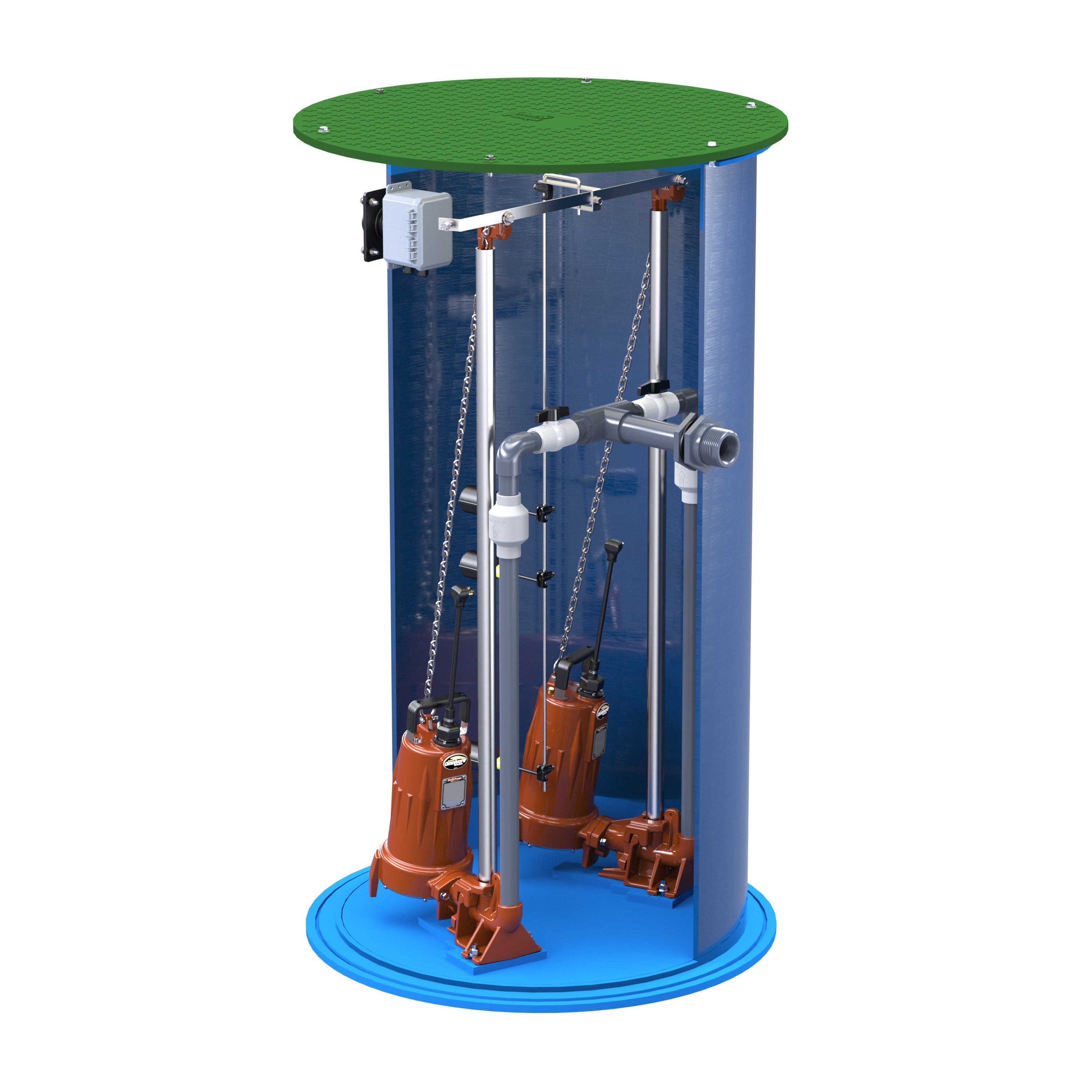 2 HP LIBERTY DUPLEX GRINDER PUMP PACKAGE 230V MANUAL, 36" X 72" BASIN ...