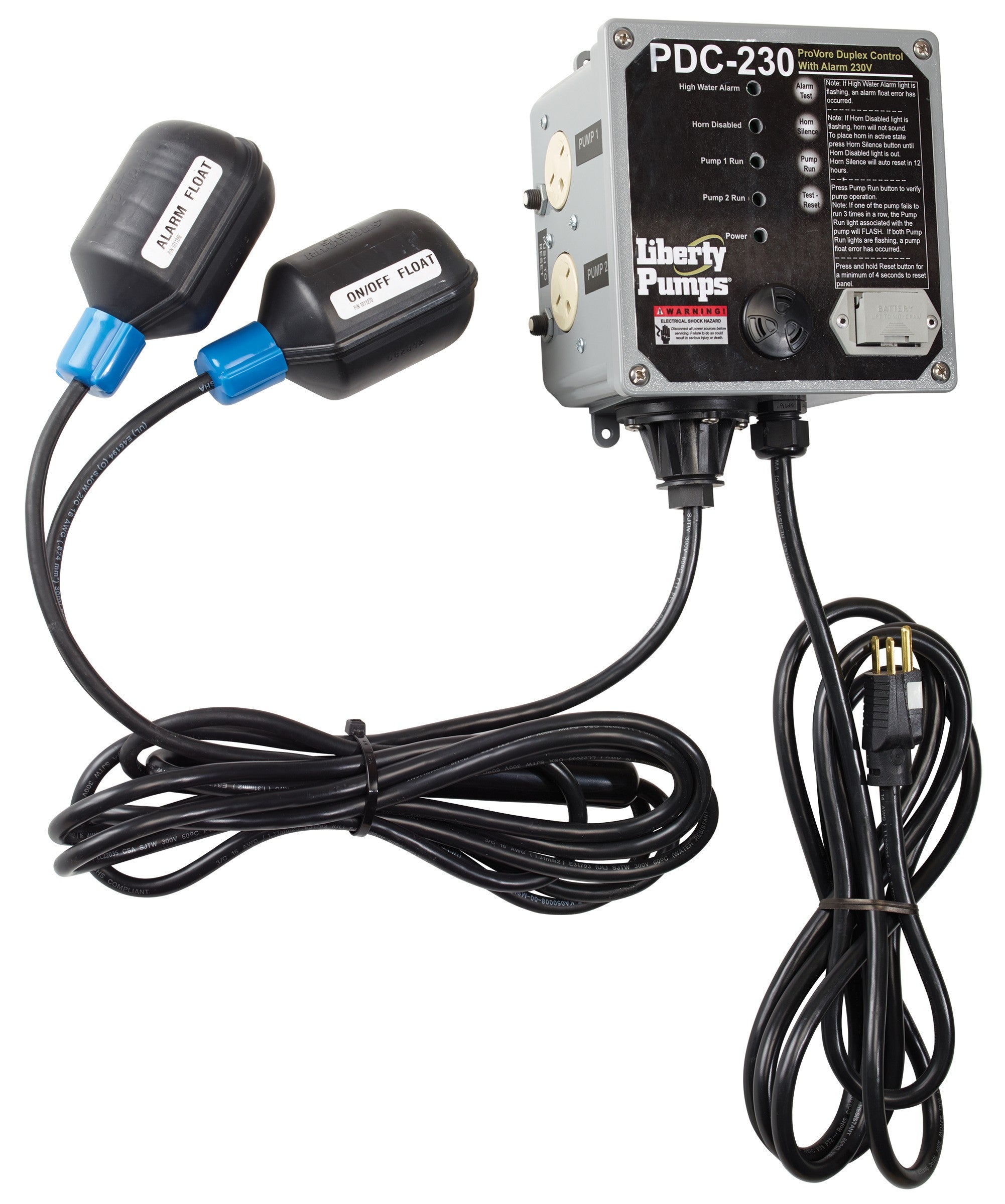 LIBERTY 230V DUPLEX CONTROL PANEL, 1PH, 10' CORD, 60Hz – R.E. Prescott ...